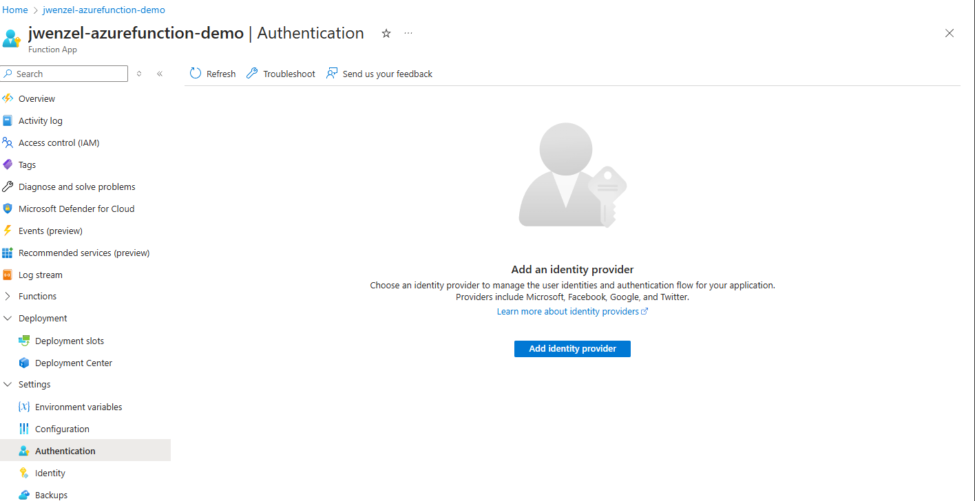 Azure Function HTTP authentication with Managed Identities